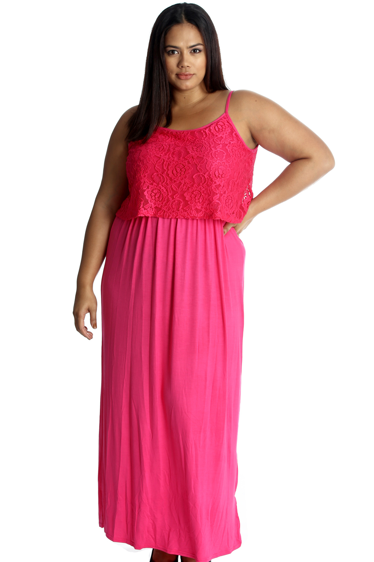 New Womens Dress Plus Size Maxi Ladies Floral Lace Full Length