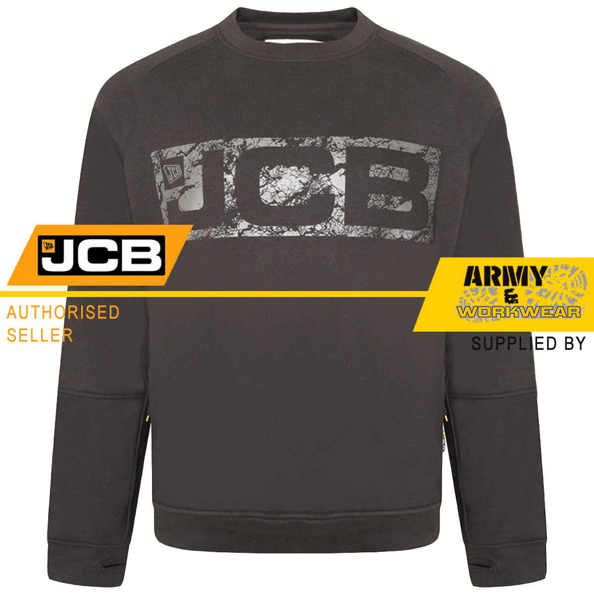 JCB Heavyweight Crew Neck Mens Sweatshirt Trade Workwear Jumper Top ...