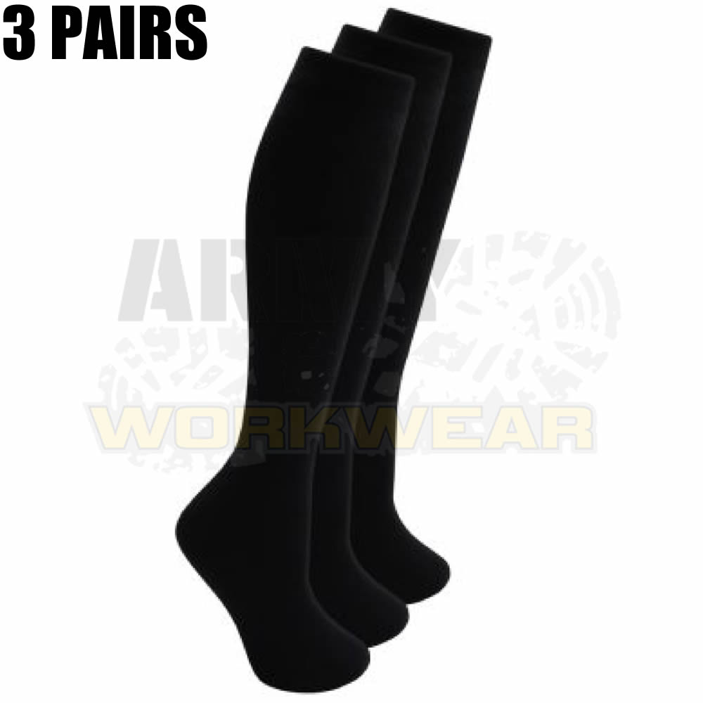 Girls Boys Knee High Socks Long School Uniform Plain Black White Navy Cotton