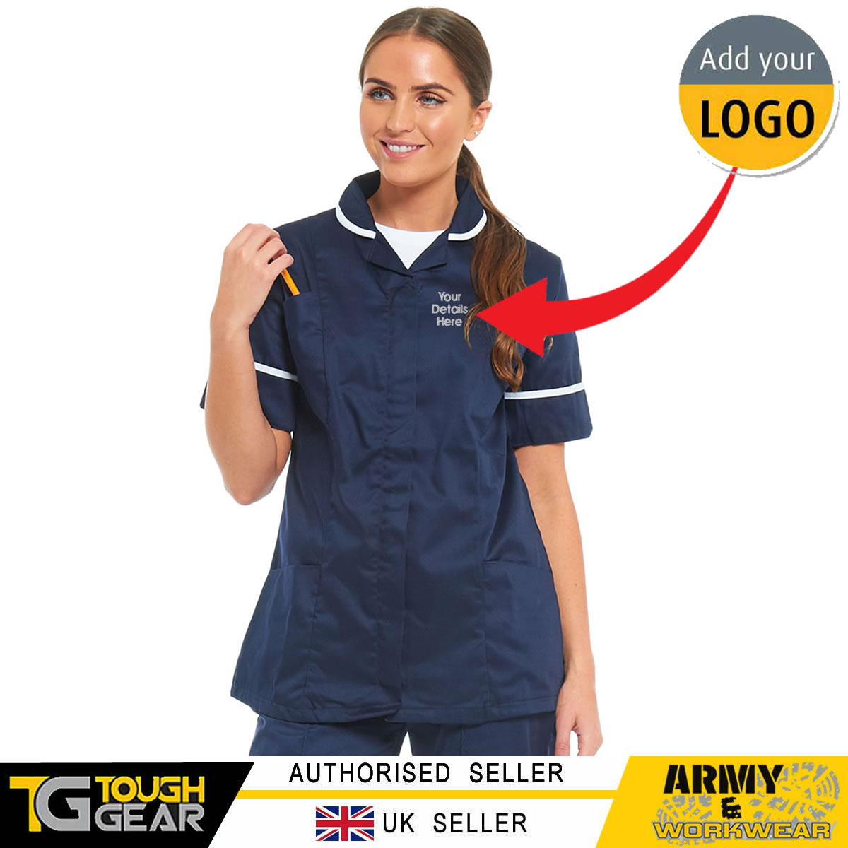 Personalised Embroidered Ladies Tunic Healthcare Nurse Uniform Medic ...