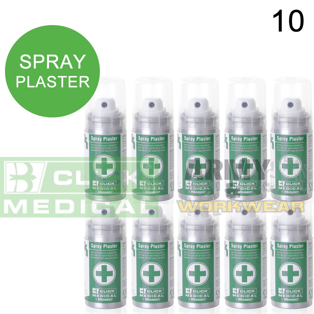 Click Medical First Aid 32.5ml Aerosol Spray Plaster Transparent Film ...
