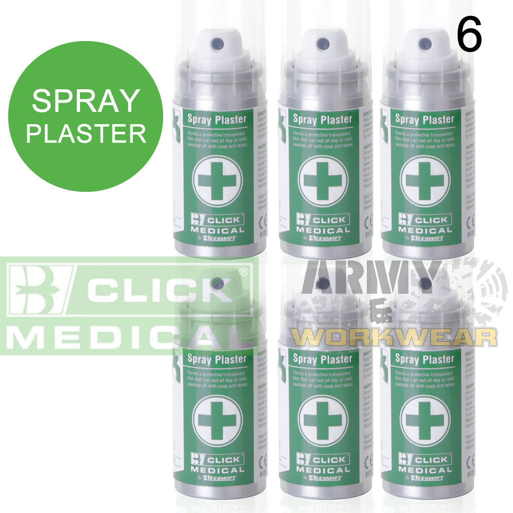 Click Medical First Aid 32.5ml Aerosol Spray Plaster Transparent Film ...