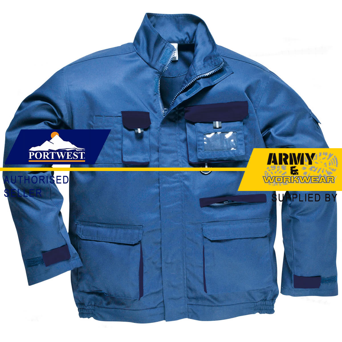 Mens Work Jacket Portwest TX10 Texo Contrast Heavy Duty Coat 12 Pockets ...