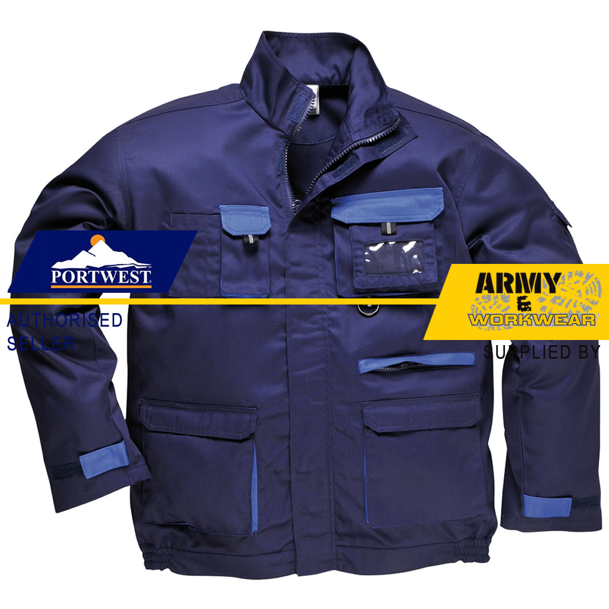 Mens Work Jacket Portwest TX10 Texo Contrast Heavy Duty Coat 12 Pockets ...