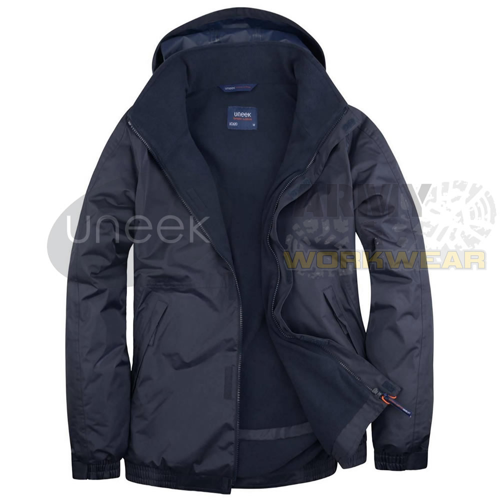 Uneek Mens Premium Outdoor Waterproof Windproof Coat Fleece Lined ...