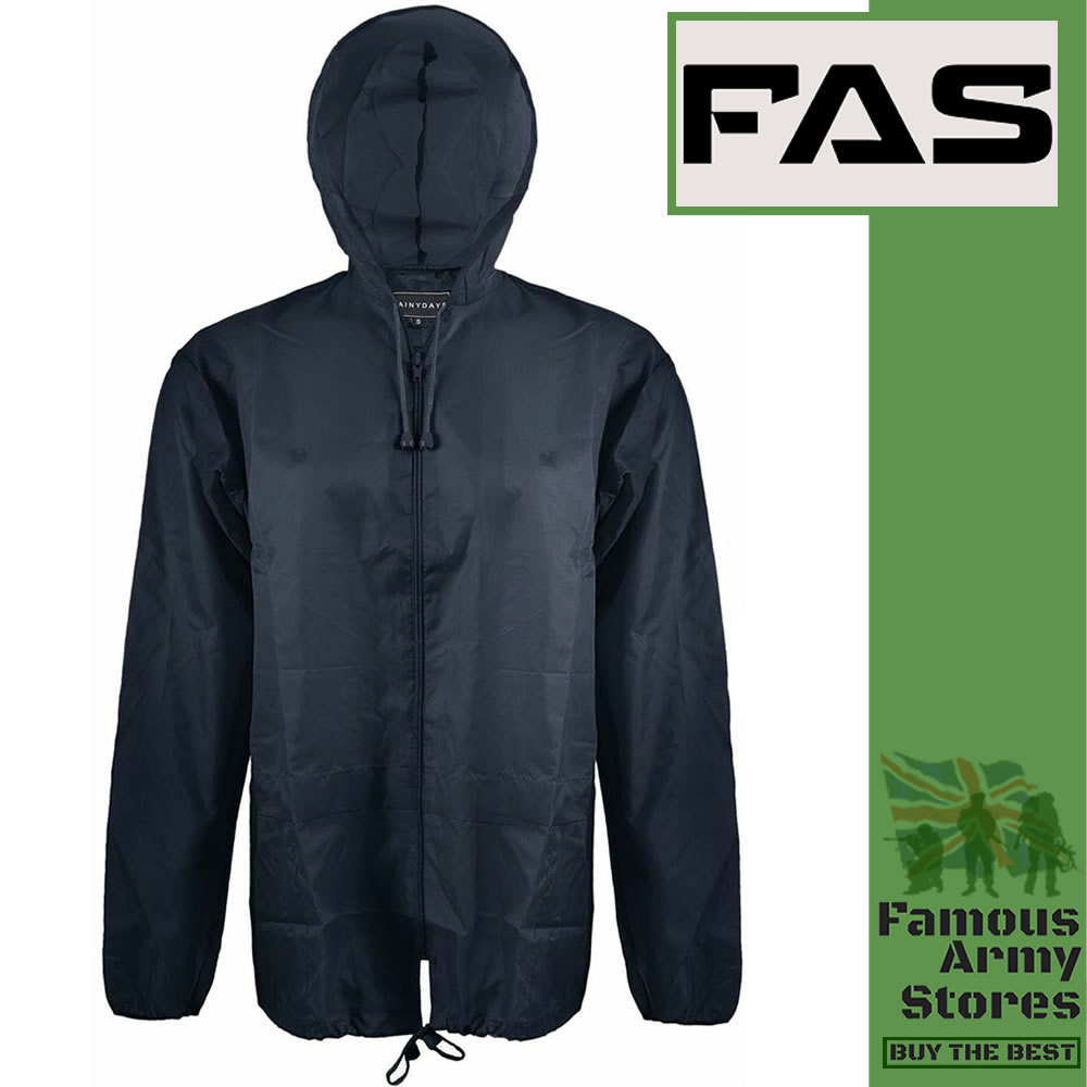 Men/Women Plain Rain Coat Mac Kagoul Jacket Water Resistant Hooded ...