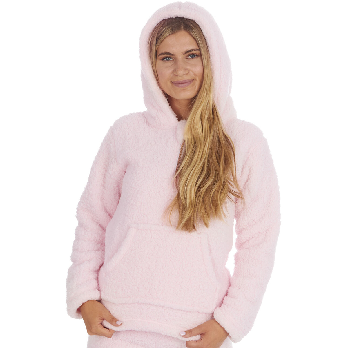 Ladies Comfy Snuggle Fleece Hoody Lounge Hooded Jumper PJs Soft Borg ...