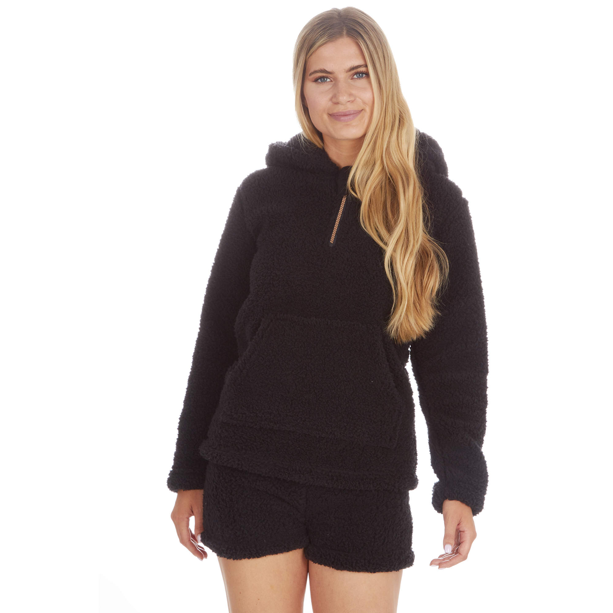 Ladies Comfy Snuggle Fleece Hoody Lounge Hooded Jumper PJs Soft Borg ...