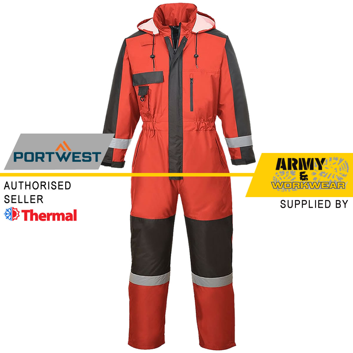 Portwest Winter Coverall Thermal Padded Cold Protection Waterproof ...