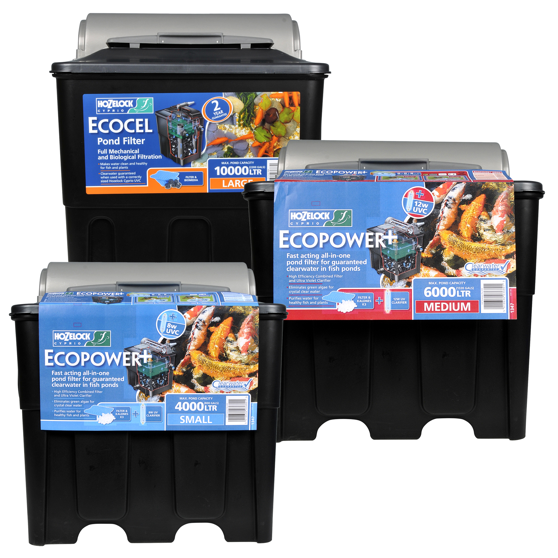 HOZELOCK ECOPOWER POND FILTER UV UVC WATER FILTRATION GRAVITY KOI FISH ...