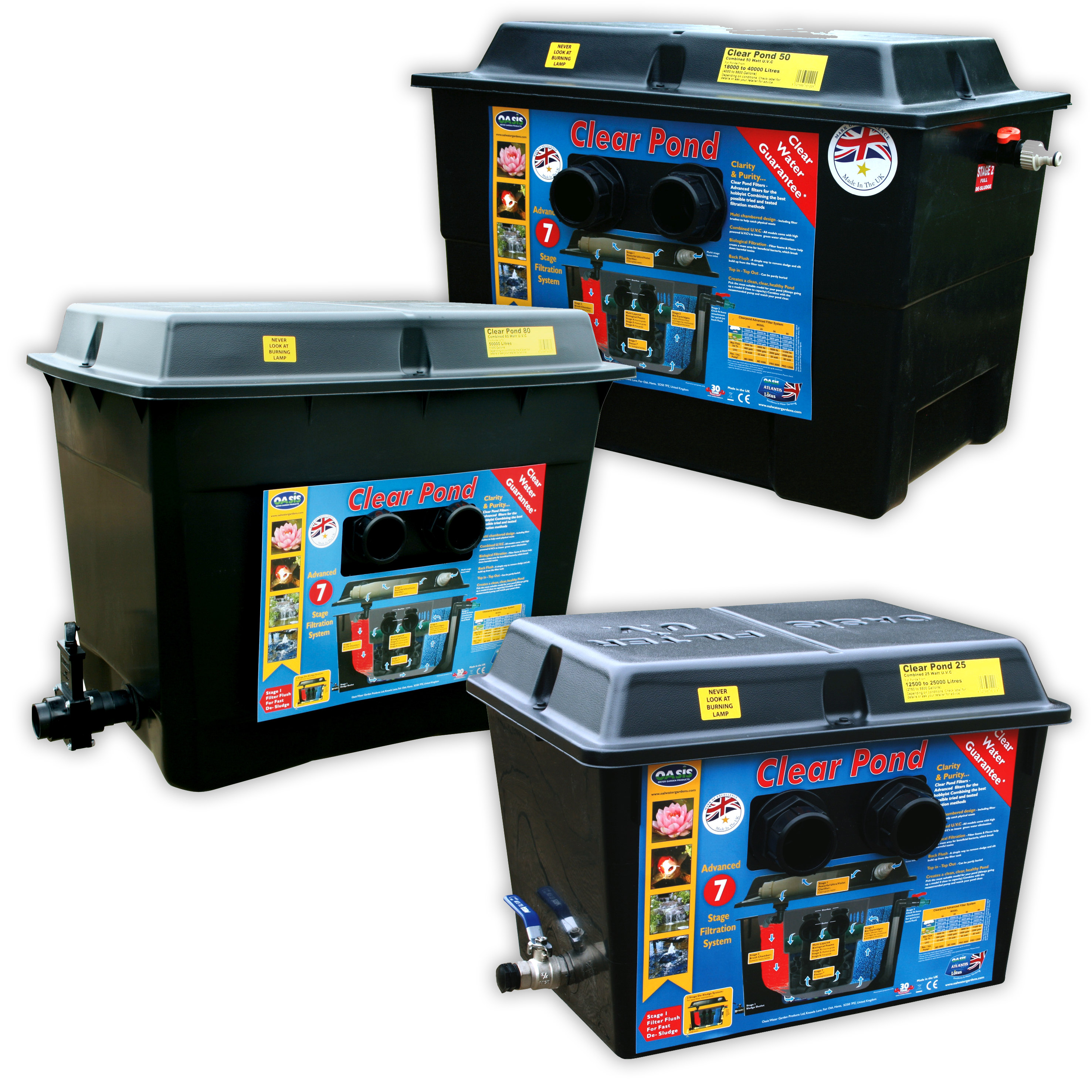 LOTUS OASIS CLEARPOND ADVANCED 7 STAGE FILTER 18,25,50,80 UV BOX CLEAR ...