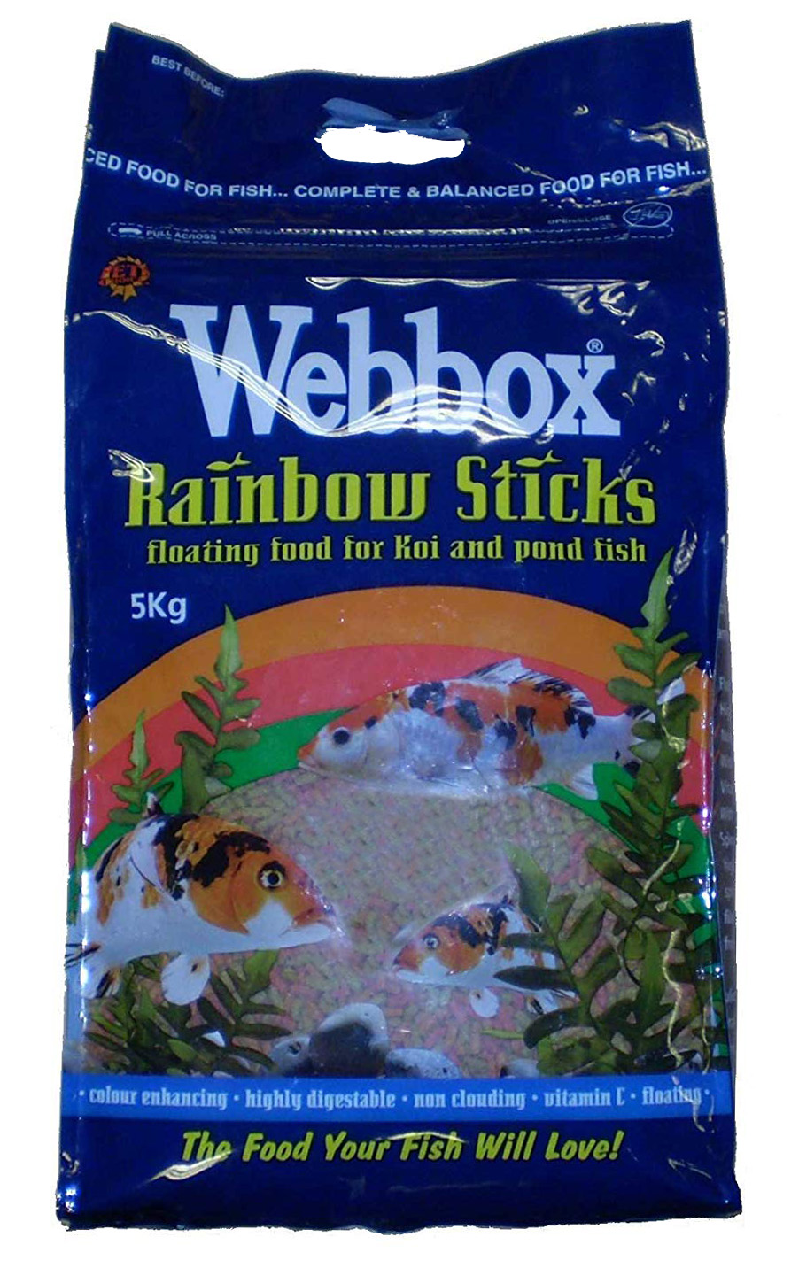 Webbox Rainbow Mixed Pond Sticks 5kg Fish Food Complete Balanced Koi ...
