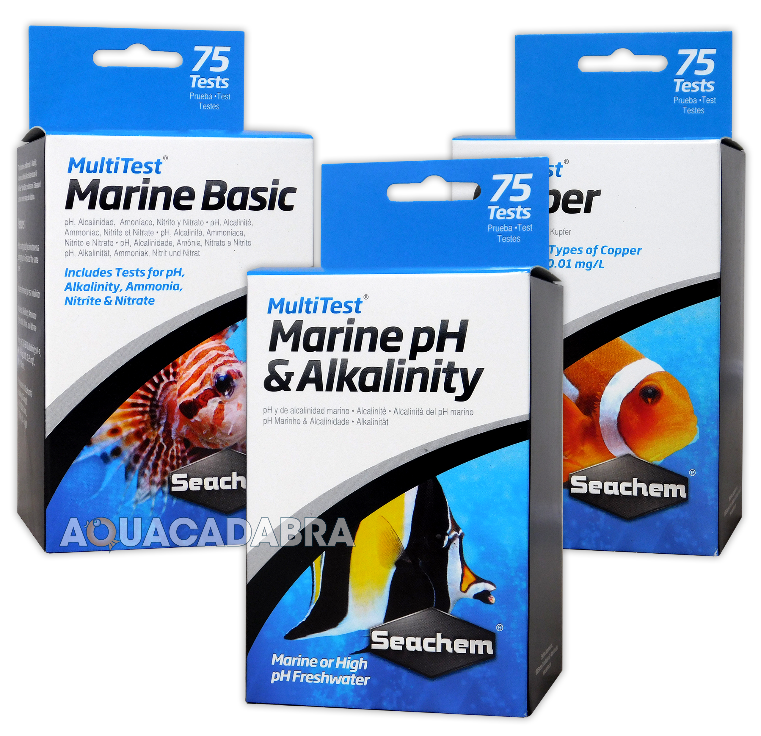 SEACHEM MULTI TESTS 75 TEST KITS MARINE REEF FRESHWATER AQUARIUM FISH ...