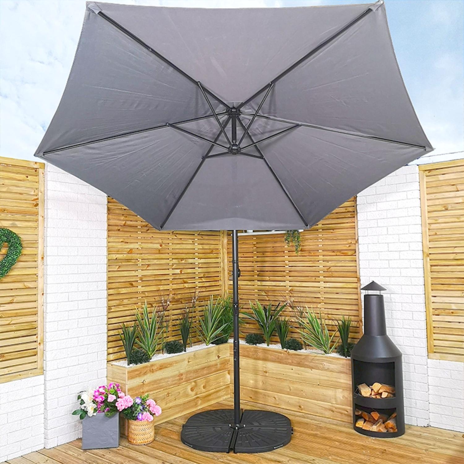 3m Cantilever Parasol with Crank Handle for Patio Garden Banana Parasol ...