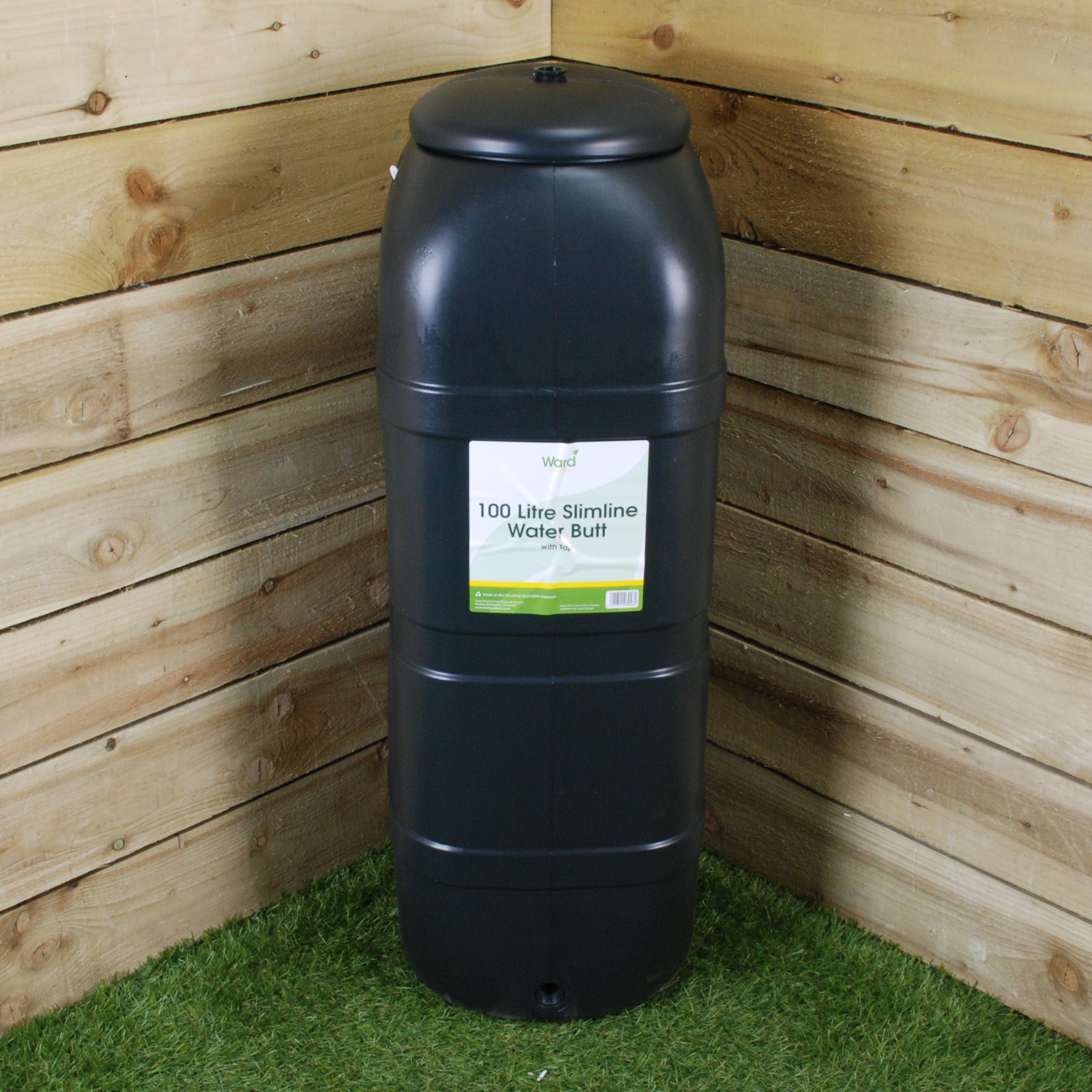 Strata Slim Space Saver Water Butt 100L With Lid & Tap carry handles In ...
