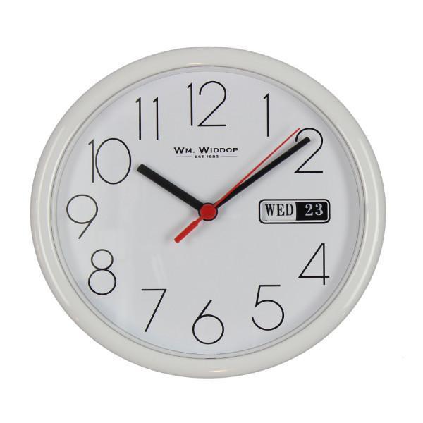 White Round Wall Clock with Day and Date Display 21cm | eBay