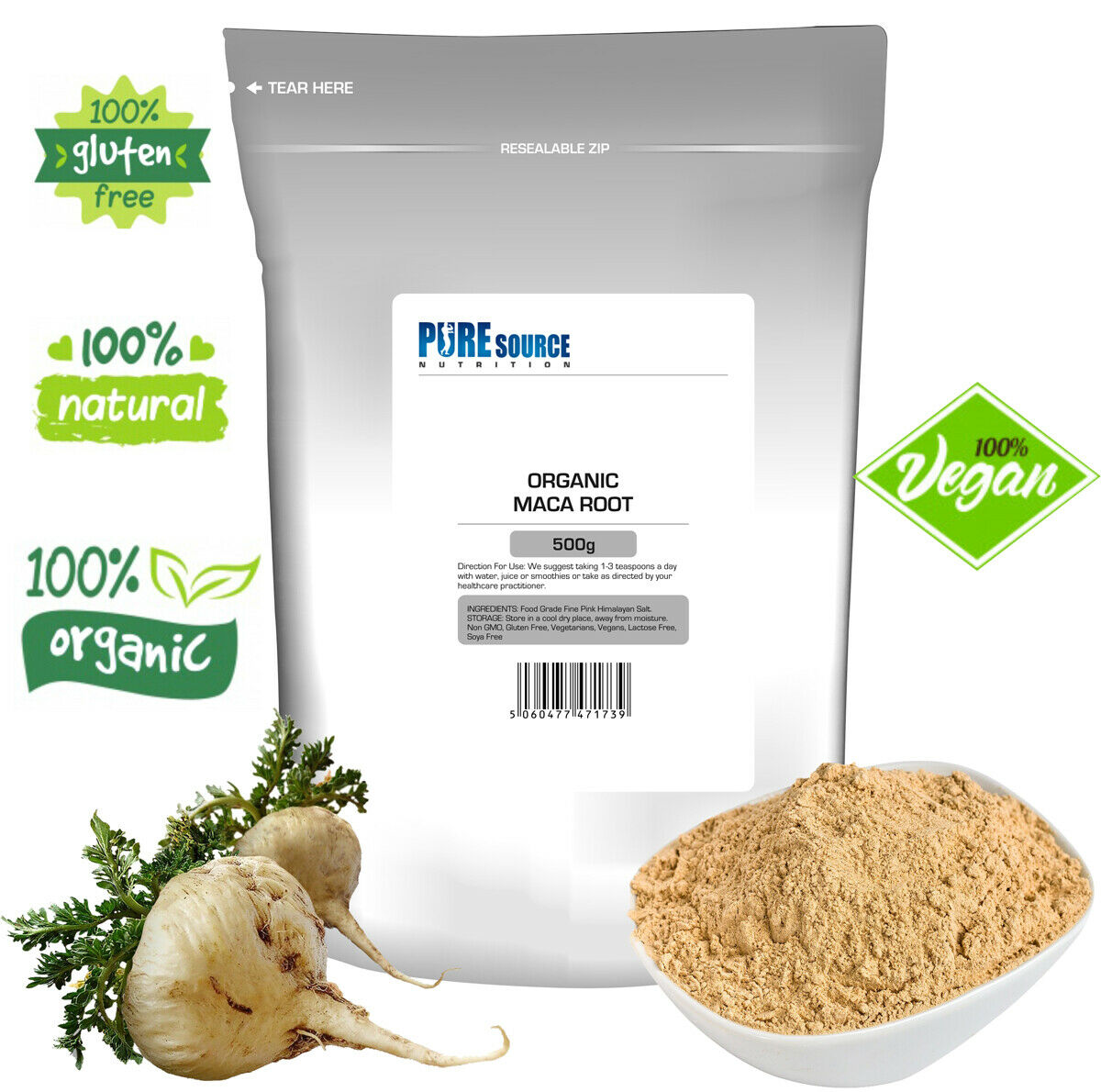 100% Pure RAW Organic Maca Powder Certified Organic VEGAN Peruvian PURE ...