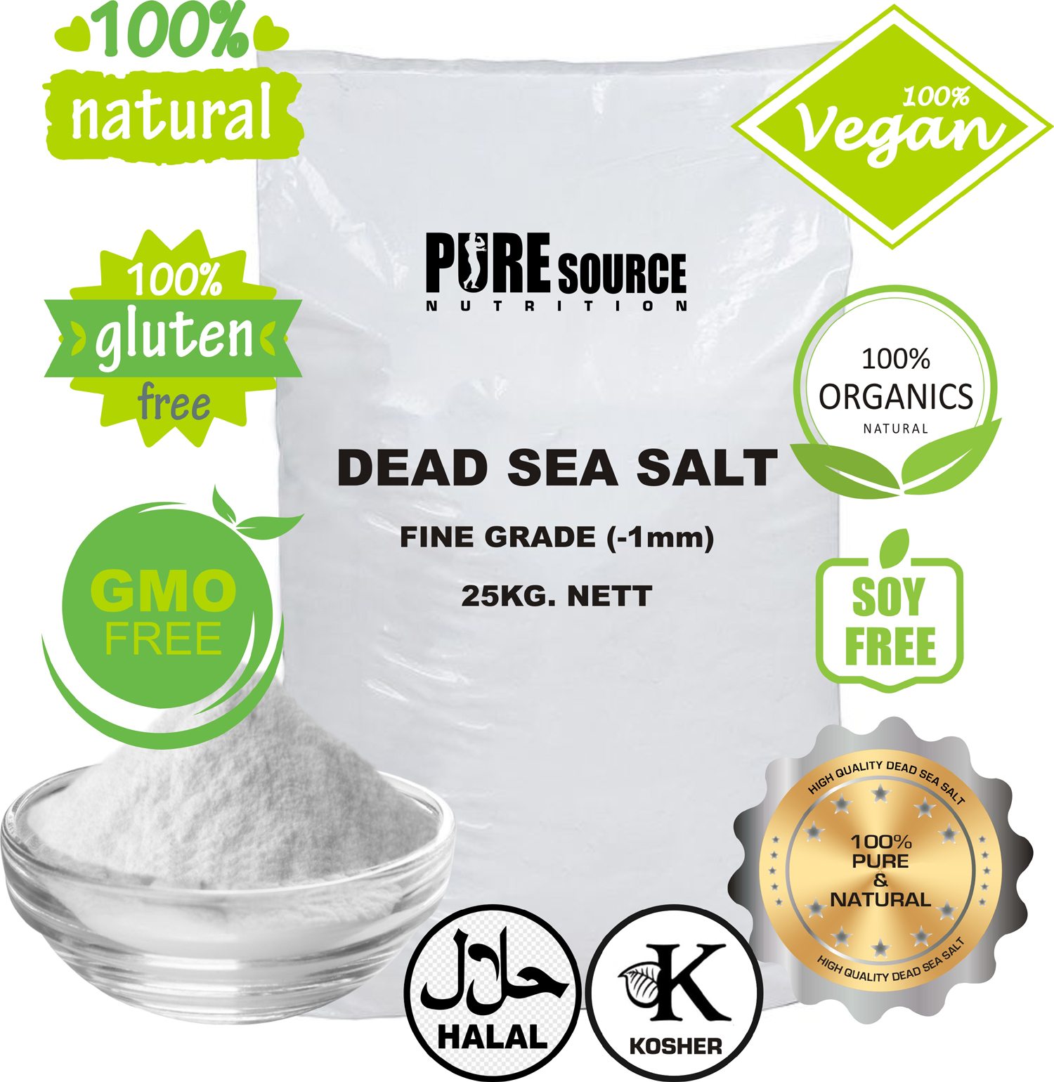 PSN 100% Organic Dead Sea Salt Fine&Coarse 100g-25kg Mineral Rich Bath ...