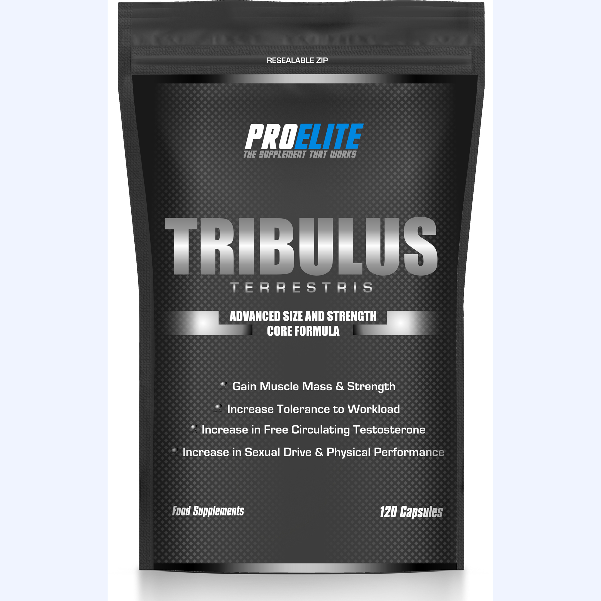 Pro Elite Tribulus Terrestris 120 Caps Pouch Testosterone Booster 95% ...