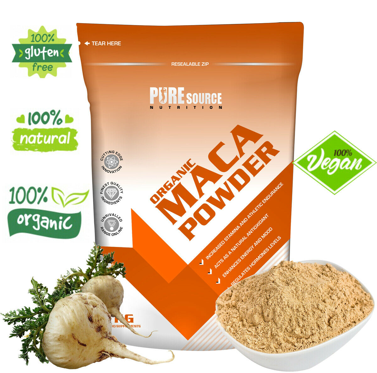 100% Pure RAW Organic Maca Powder Certified Organic VEGAN Peruvian PURE ...