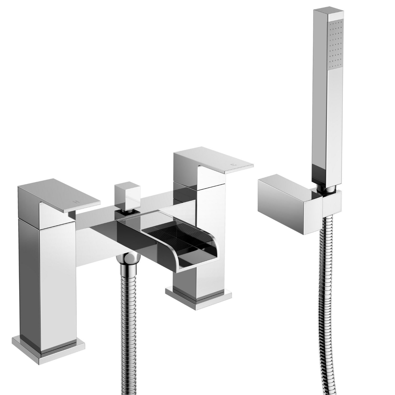 Waterfall Chrome Square Bathroom Basin Sink Bath Shower Mixer Filler ...