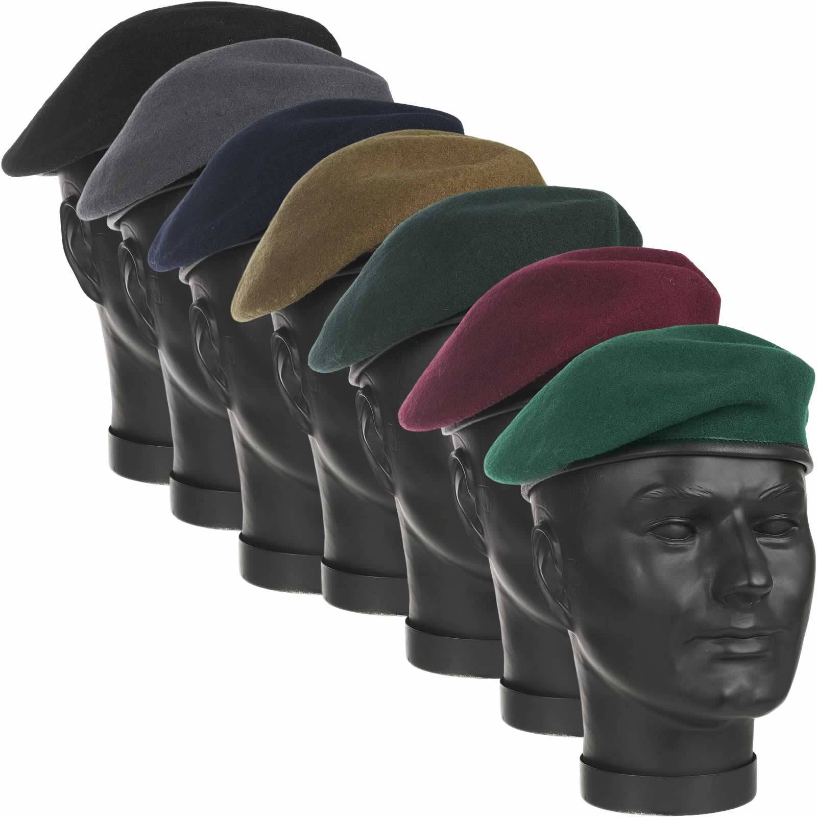 Military Beret 100% Wool Leather Banded Silk Lined Army Cadet Hat Cap 7 ...
