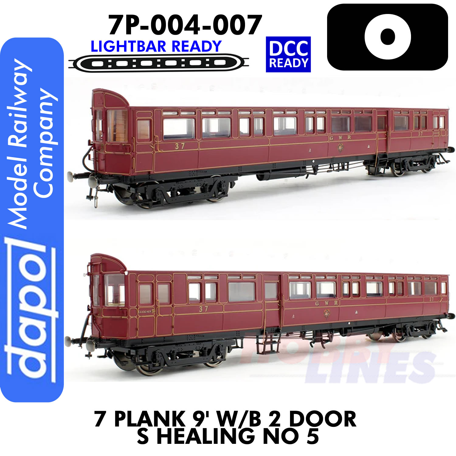 Autocoach GWR Lined Crimson 37 coach 1:43.5 O DCC&Lightbar ReadyDapol 7P-004-007 | eBay