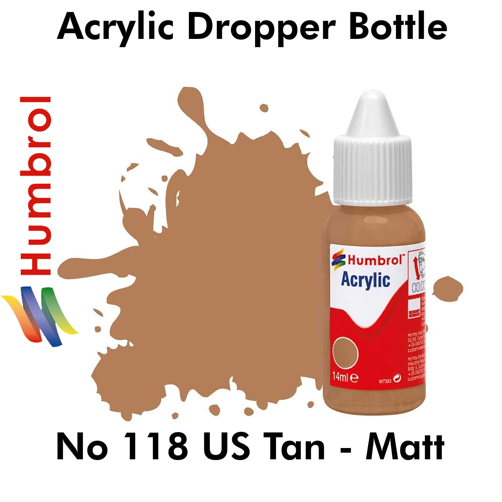 Humbrol ACRYLIC Dropper Paint Colour 14ml Bottle Full Range Matt Satin ...
