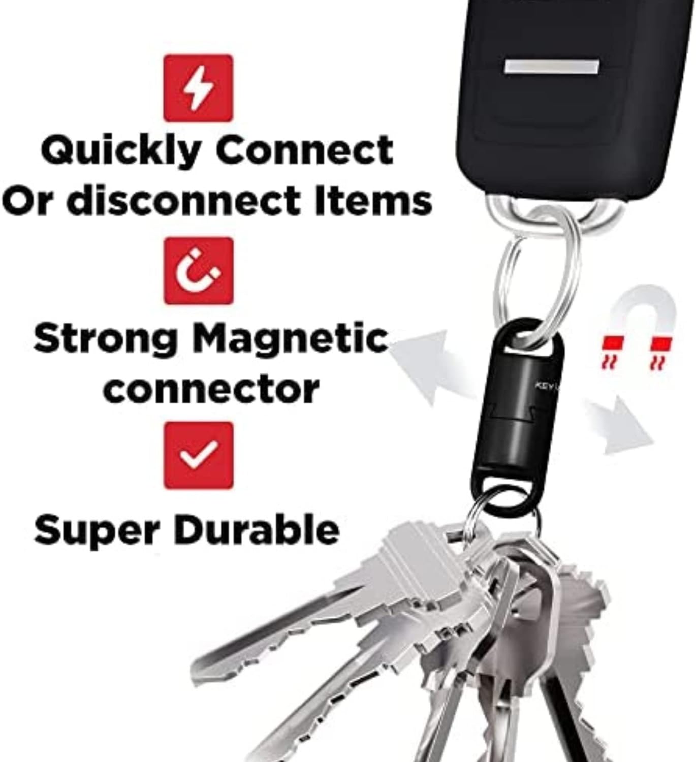 KeySmart MagConnect Pro Locking Magnetic Keyring Quick Connect Black | eBay