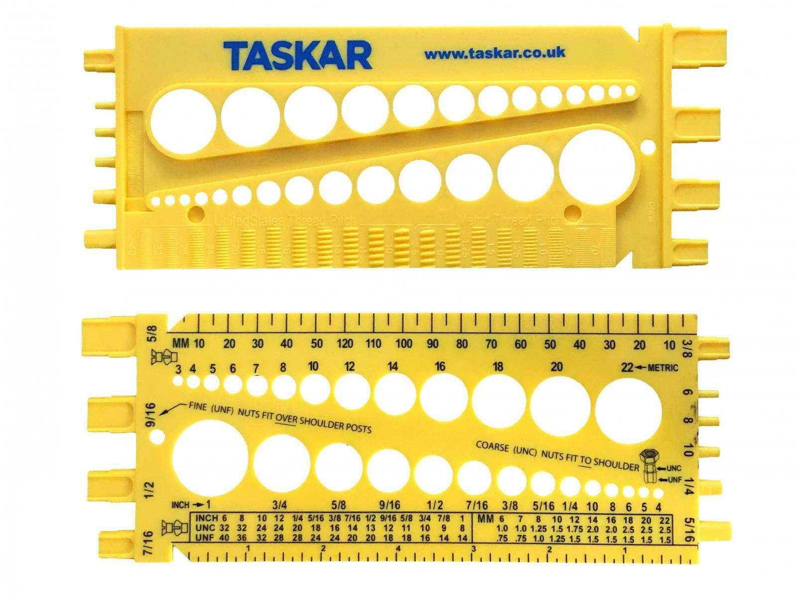 Taskar Nut Bolt Screw Measuring Gauge Imperial Metric Size