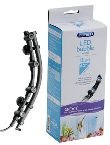 Interpet Aquarium LED Bubble Wand Airstone Tank Lighting Blue White ...