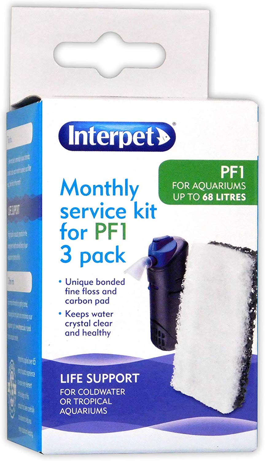 Interpet PF Filter Monthly Service Kit Carbon & Sponge 3 Pack PF1 PF2 ...