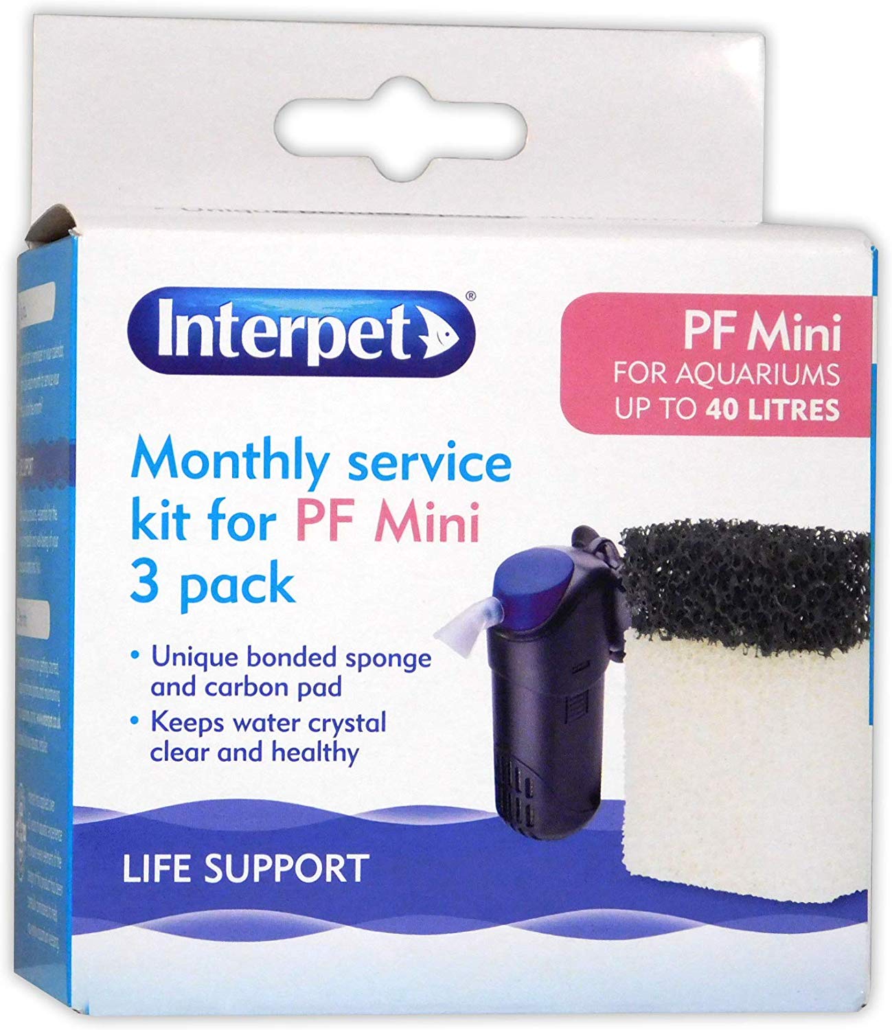 Interpet PF Filter Monthly Service Kit Carbon & Sponge 3 Pack PF1 PF2 ...