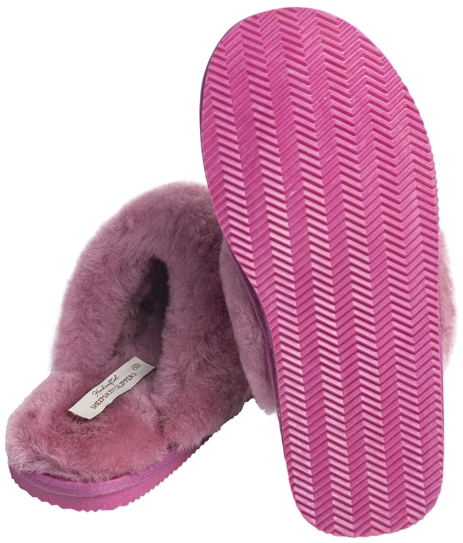 Women's Luxury Sheepskin Slippers Fluffy Sheepskin & Rubber Sole Slip ...