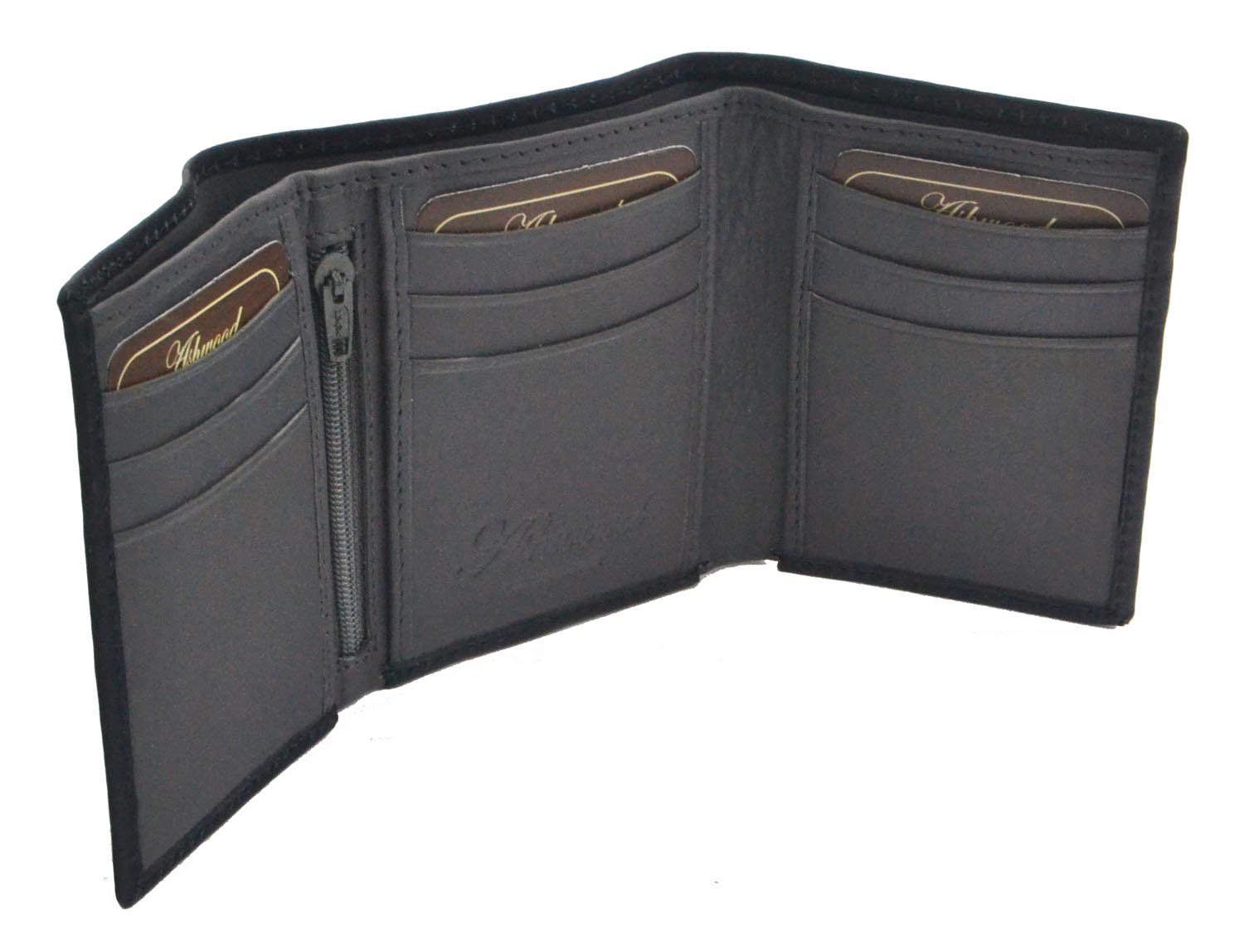 Mens Luxury Tri Fold Two Tone Leather Wallet With Zipped Coin Section Ashwood Ebay