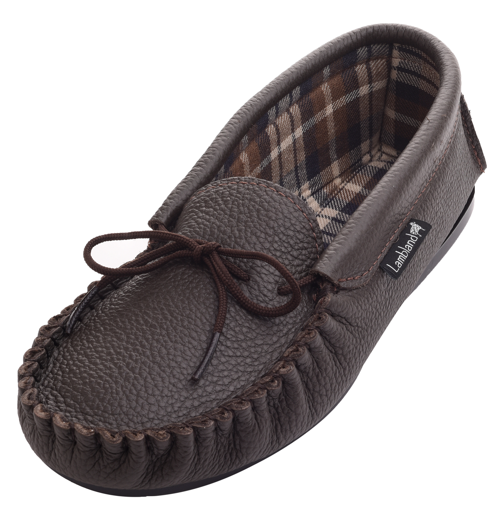 Men's Ladies UK Made Premium Cotton Lined Leather Moccasin Slippers ...