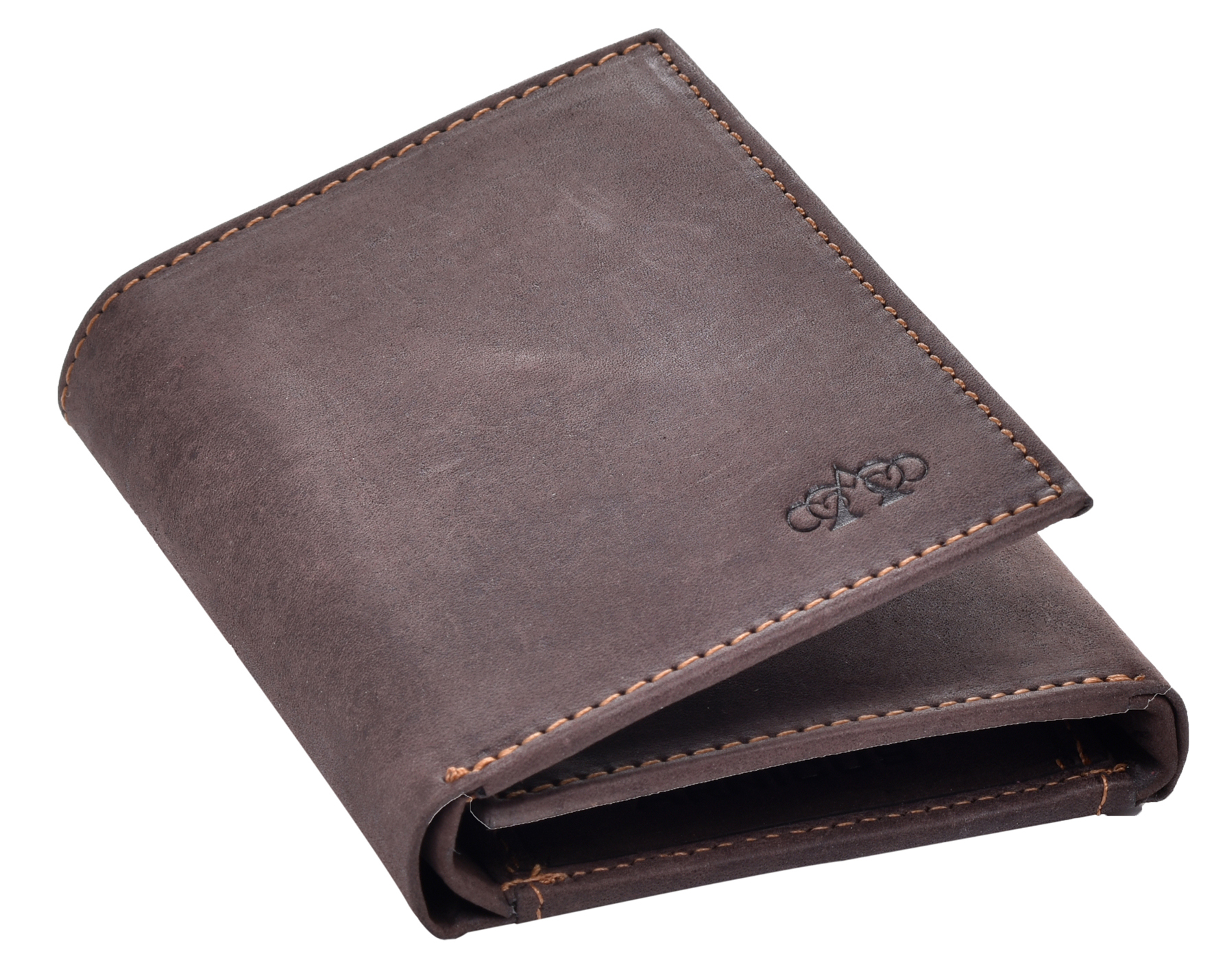 Mens Gents Small Compact Distressed Genuine Leather Trifold Wallet ...