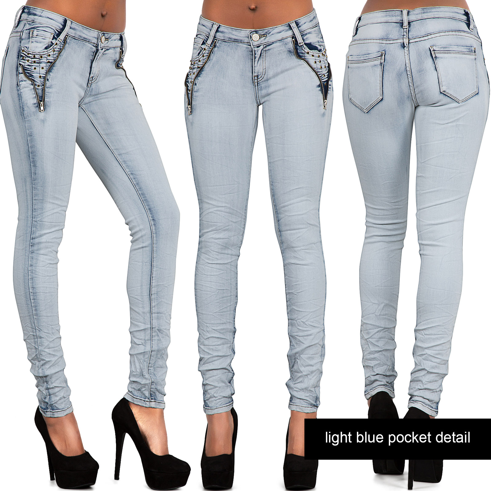 New Ladies Sexy Low Rise Faded Blue Skinny Jeans Slim Fit Stretch Pant