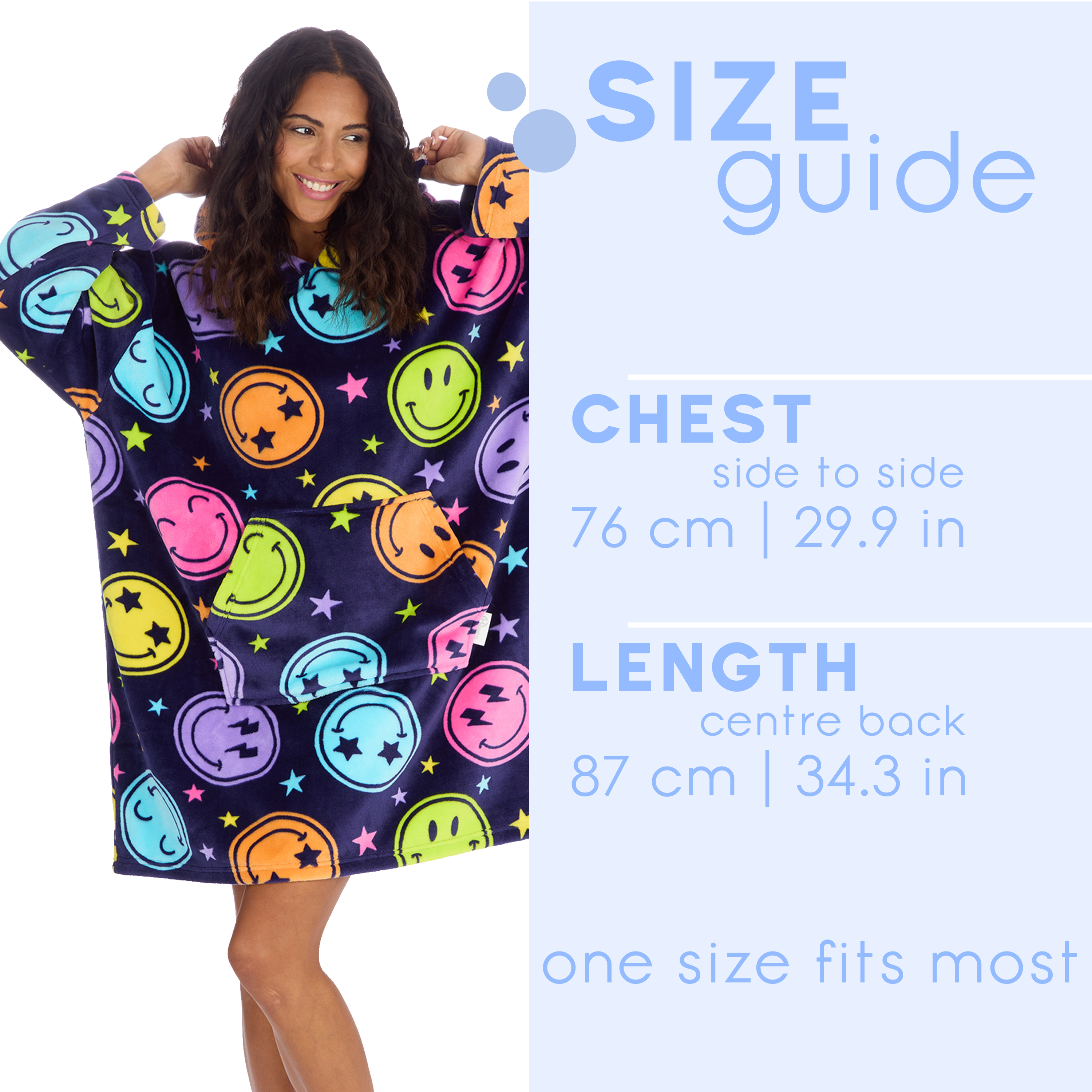 Giant Oversize Blanket Hoodie Smiley Faces Print Wearable Hooded ...
