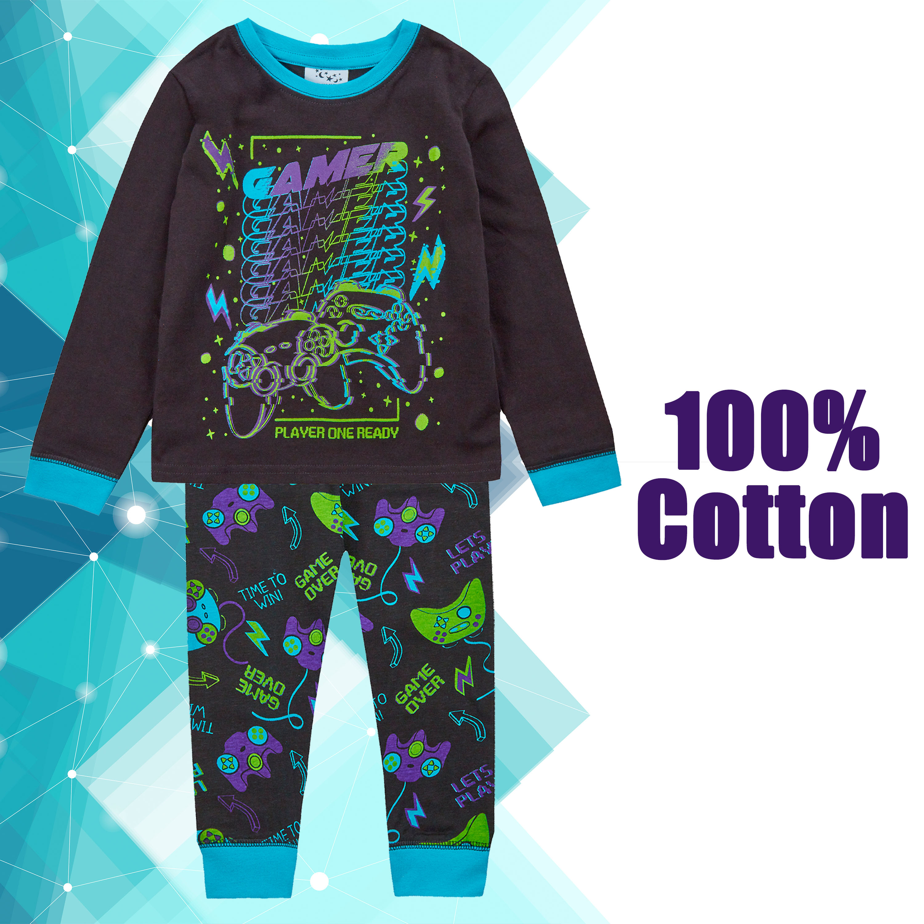 Boys Kids Gaming Pyjama Pajamas Pj Set Gamer Nightwear Gift Sleepwear 2 ...