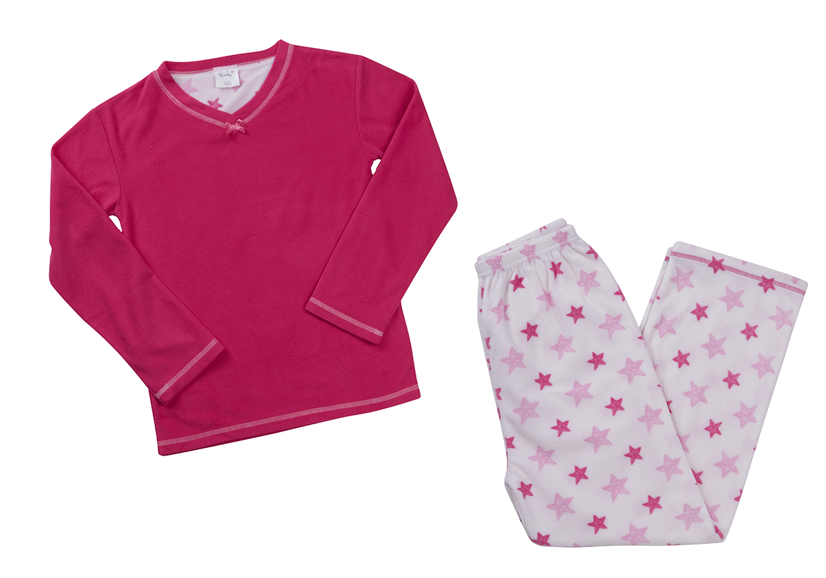 Kids Micro Fleece Pyjama Set Top Bottoms Boys Girls Nightwear Age 7-13 ...