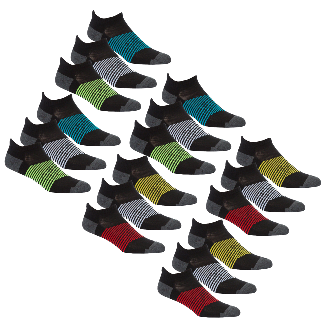 Mens 9-18 Pairs Sport Trainer Socks Ankle Low Rise Gym Black Cushioned ...