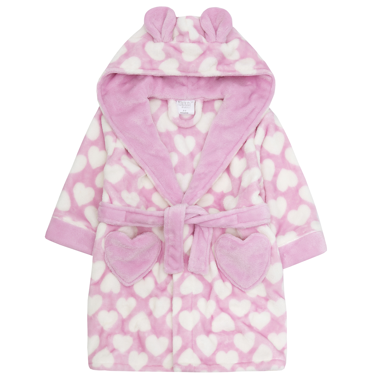 Kids Girls Toddler Infant Dressing Gown Hooded Hearts Age 2-3 3-4 4-5 5 ...