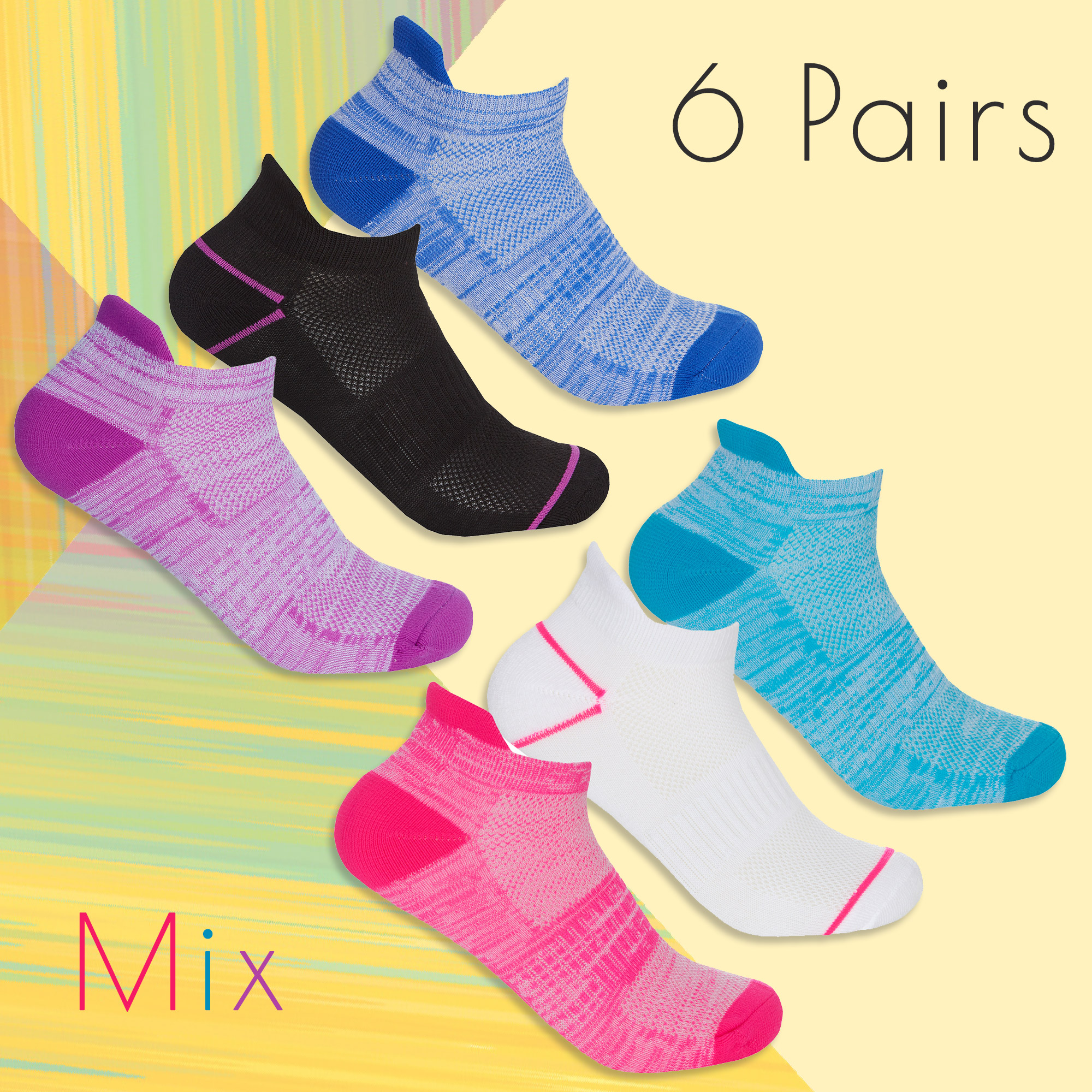 Ladies 3 6 Pairs Sport Activewear Trainer Liner Socks Arch Support Mesh ...