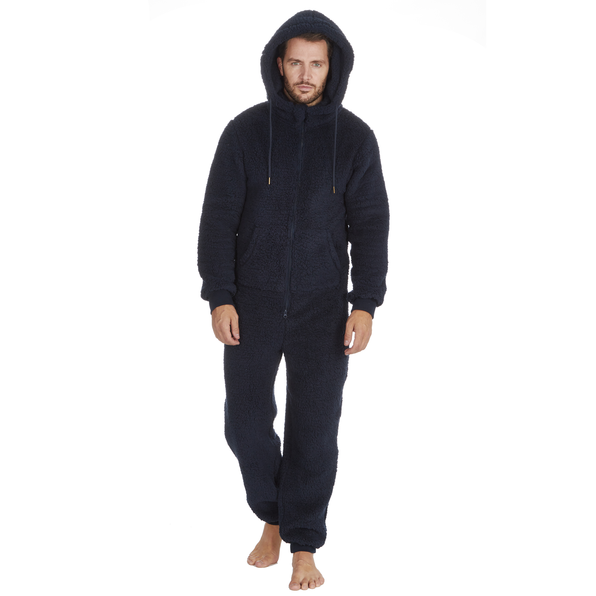 Mens Borg Sherpa Snuggle Hooded Onezee Fluffy Warm Chunky Cosy One ...