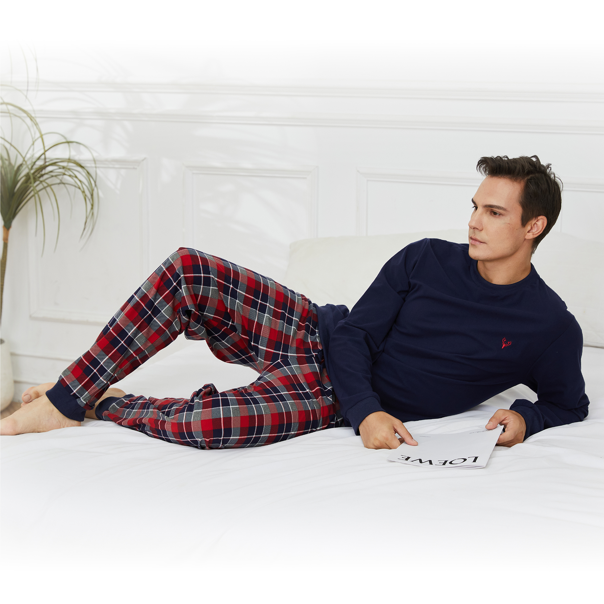 Mens Fleece Pyjamas Supersoft Cosy Set Long Sleeve Check Nightwear Size ...