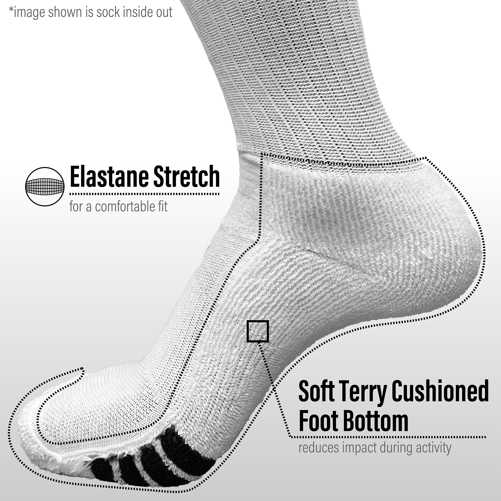 Mens Ladies Sport Socks 6 Pairs Black Cotton Rich Unisex Cushion Sole ...