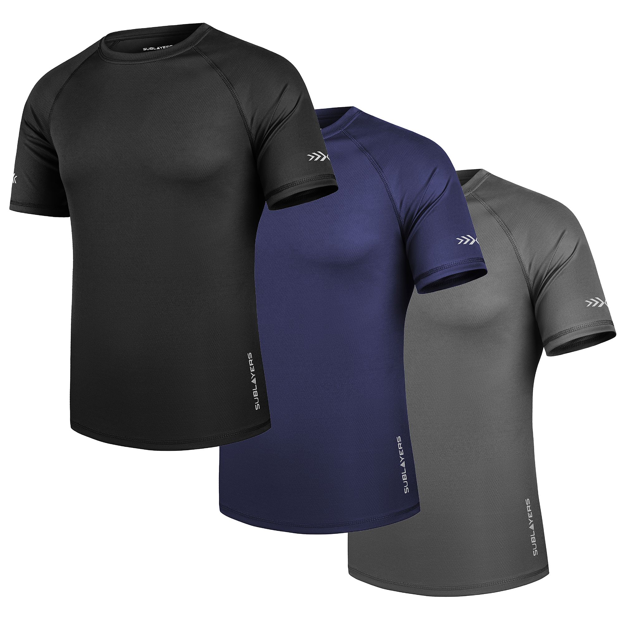 Mens Sports T-Shirt 3 Pack Breathable Moisture Wicking Quick Dry Gym ...