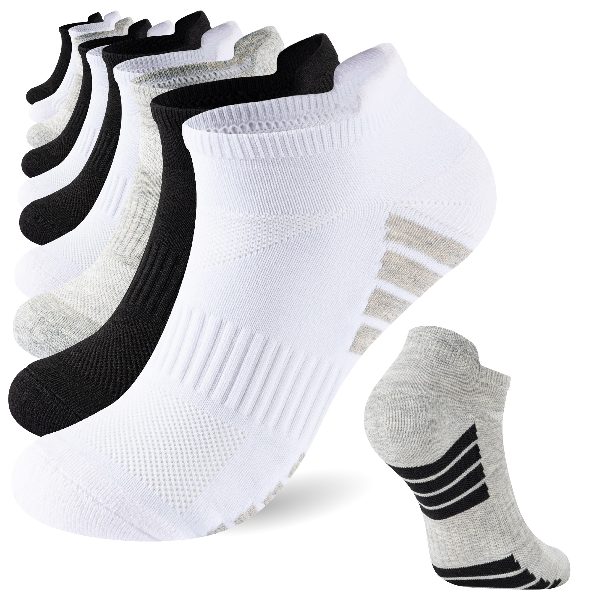 Mens 10 Pack Trainer Liner Socks Sports Gym Running Cushioned Socks ...