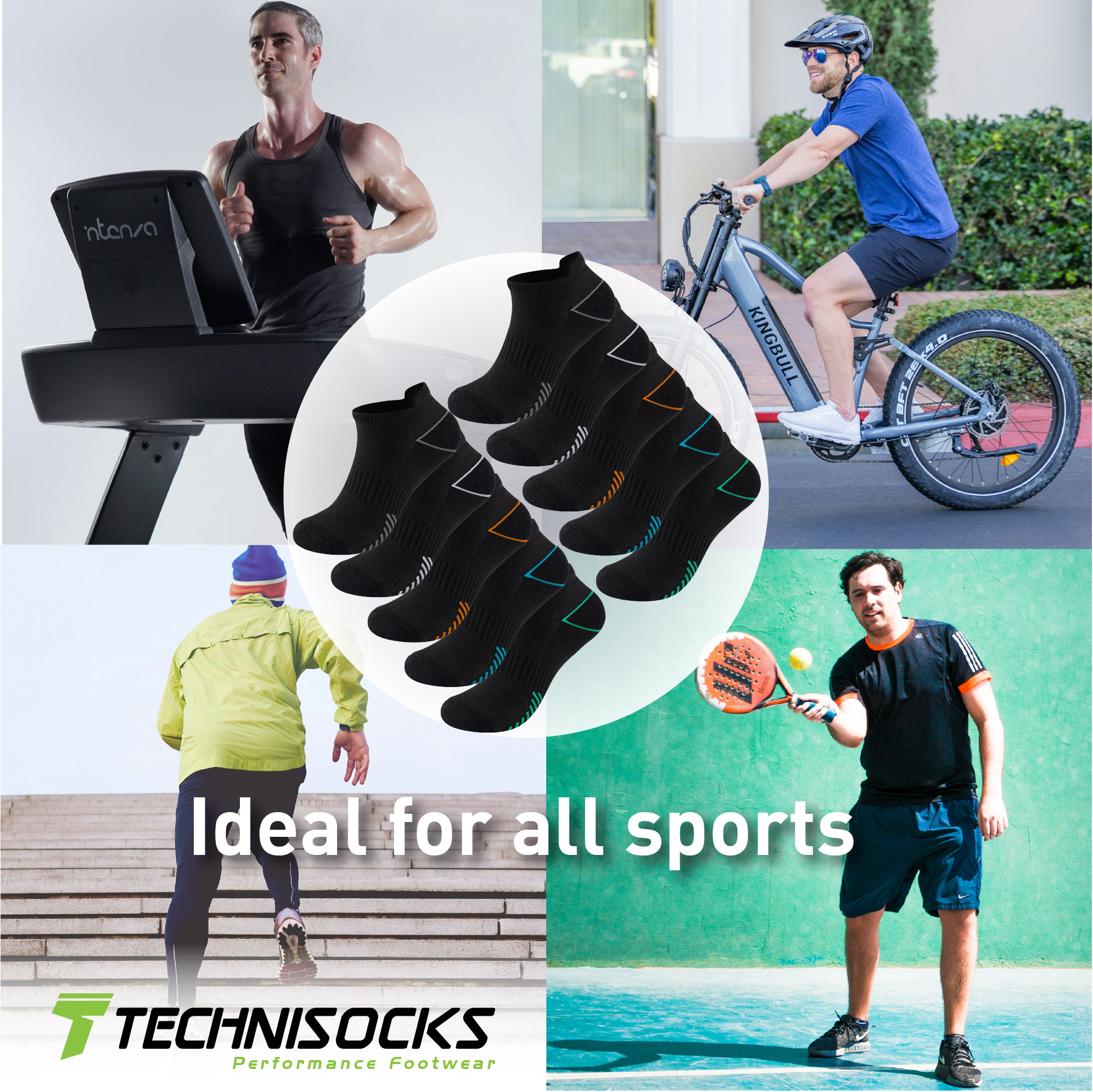 Mens 10 Pack Trainer Liner Socks Sports Gym Running Cushioned Socks ...